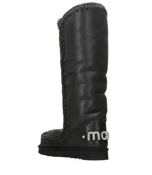 Mou Tall Sheepskin Boots With Crochet Detail