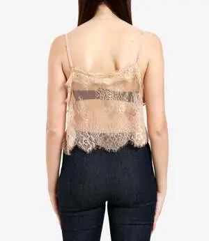 ANIYE BY Lace-trimmed Viscose Top - Flesh-colored