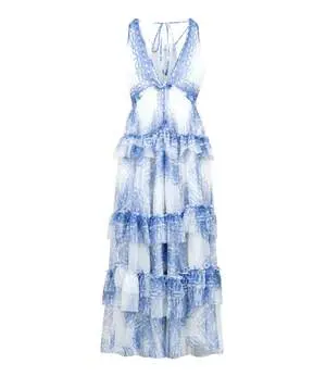 PHILOSOPHY BY LORENZO SERAFINI Abstract Print Dress - Clear Blue