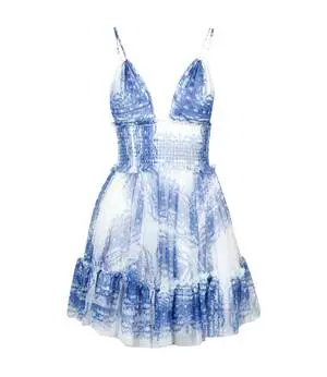 PHILOSOPHY BY LORENZO SERAFINI Printed Suspenders Dress