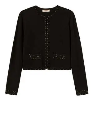 Twin-set Knit Jacket With Rhinestone Detail