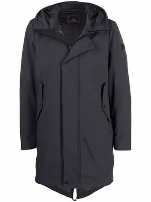 Peuterey Logo Patch Hooded Coat - Black