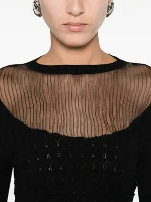 Twin-set Sheer Panel Textured Knit Sweater