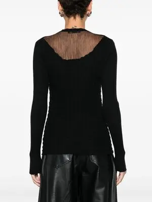Twin-set Sheer Panel Textured Knit Sweater