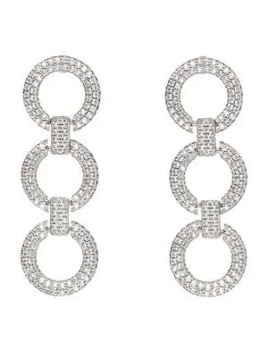 SELF-PORTRAIT Crystal Link Triple-tiered Earrings - Silver