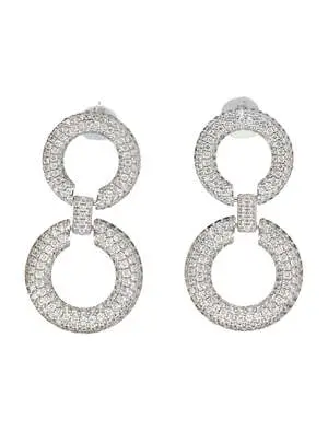 SELF-PORTRAIT Crystal Chain Link Earrings - Silver