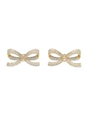 SELF-PORTRAIT Crystal Bow Earrings - Golden