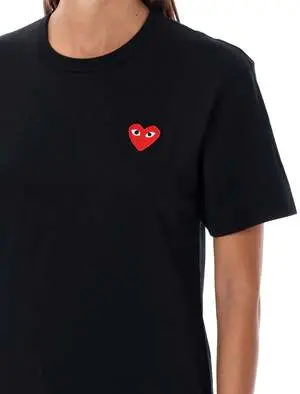 Play Comme Des Garcon Cotton Classic Heart Patch Tee - Black