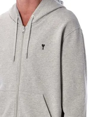 AMI Paris Zipped Hoodie With De Coeur Embroidery