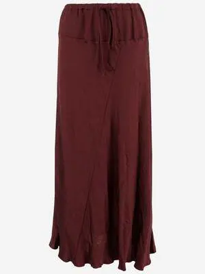 LAUREN MANOOGIAN Long Rayon Skirt With Drawstring