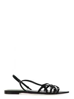 NENSI DOJAKA Satin And Leather Low Sandals - Black