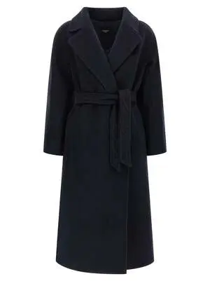 Max Mara Tempera Wool And Alpaca-blend Long Coat - Blue