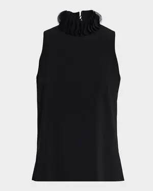 Akris Sculptural Ruffle-Neck Blouse - Black
