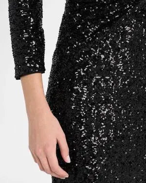 Chiara Boni La Petite Robe Jarra Twist-front Sequin Midi Sheath Dress - Black