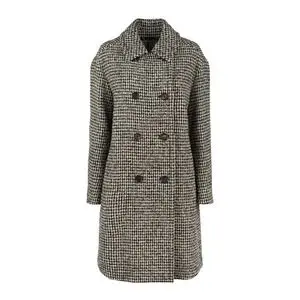 Max Mara Pied De Poule Wool-Alpaca Blend Trench Coat - White, Black