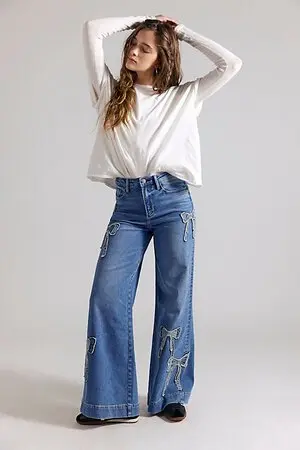 DRIFTWOOD Embroidered Wide-leg Jeans