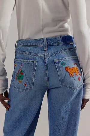 MOTHER The Dodger Flood Embroidered Jeans - Thats All Folks