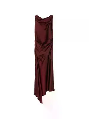 Victoria Beckham Posy Draped Midi Dress - Red