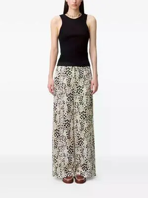 Claudie Pierlot Animal Print Wide Leg Satin Trousers