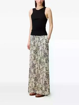 Claudie Pierlot Animal Print Wide Leg Satin Trousers