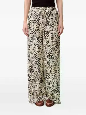 Claudie Pierlot Animal Print Wide Leg Satin Trousers