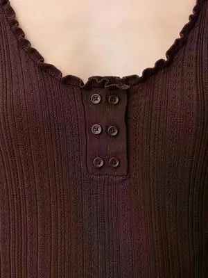 Claudie Pierlot Knit Scoop Neck Tank Top With Ruffle Detail