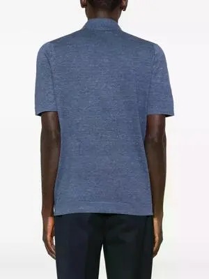 Brunello Cucinelli Button Linen Polo Shirt - Blue