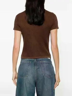 Guest In Residence Shrunken Knitted Polo Top