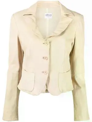 Giorgio Armani 2000s Notched Lapels Leather Jacket