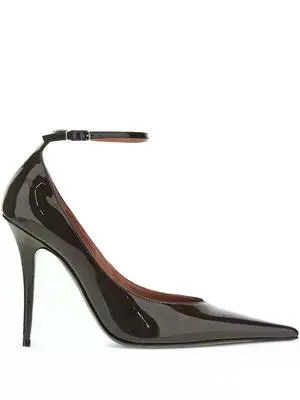 Amina Muaddi 105mm Anok Ankle-strap Pointed-toe Pumps - Brown