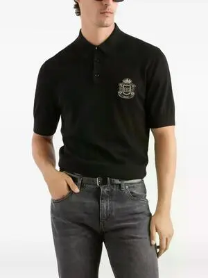 Dolce & Gabbana Logo-appliqué Polo Shirt - Black
