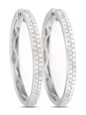 LB EXCLUSIVE 14k White Gold Diamond Hoop Earrings - Silver