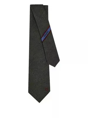 FERRAGAMO Logo-embroidered Tie - Grey