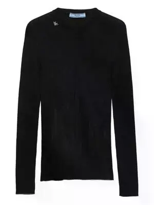 Prada Ribbed Triangle-logo Sweater - Black