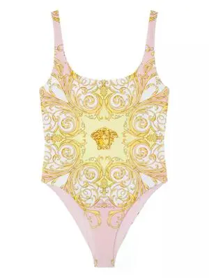 Versace Spring Barocco-print One-piece Swimsuit - Pink