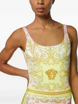 Versace Spring Barocco-print One-piece Swimsuit - Pink