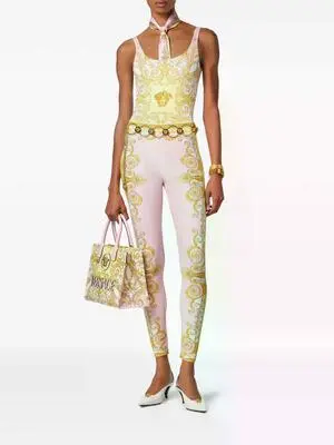 Versace Spring Barocco-print One-piece Swimsuit - Pink