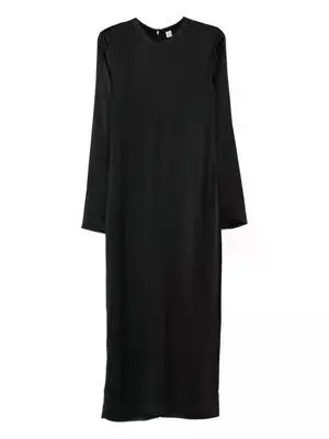 TOTEME Satin Maxi Dress With Long Sleeves And Rear Zip Fastening - Black