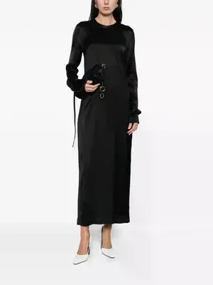 TOTEME Satin Maxi Dress With Long Sleeves And Rear Zip Fastening - Black