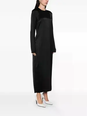 TOTEME Satin Maxi Dress With Long Sleeves And Rear Zip Fastening - Black