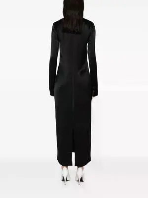 TOTEME Satin Maxi Dress With Long Sleeves And Rear Zip Fastening - Black