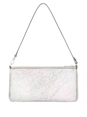 COURREGES Zipped Leather Shoulder Bag - Silver