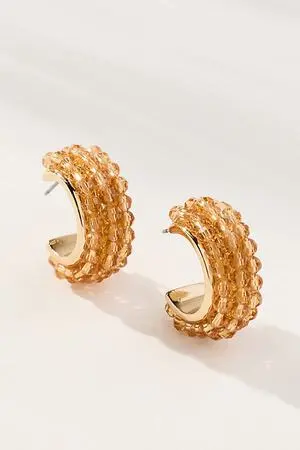 Anthropologie Stone Cluster Hoop Earrings - Gold