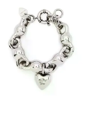 Acne Studios Heart-charm Chunky Bracelet - Silver