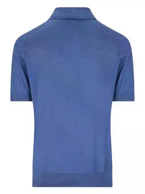 Brunello Cucinelli Ribbed-hem Buttoned Polo Shirt - Blue