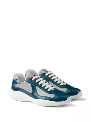 Prada America's Cup Sneakers In Patent Leather And Technical Fabric - Blue