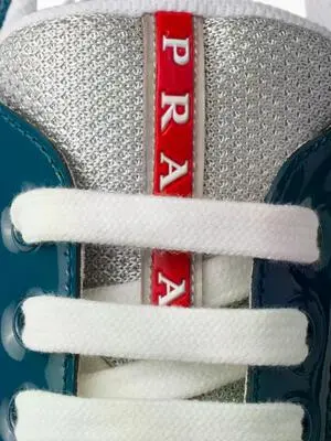 Prada America's Cup Sneakers In Patent Leather And Technical Fabric - Blue