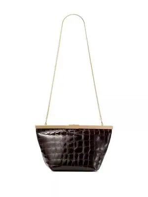 JIMMY CHOO Crocodile-effect Chain Clutch Bag - Brown