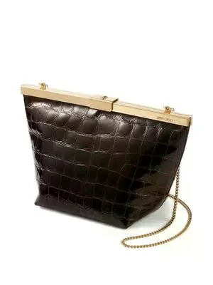 JIMMY CHOO Crocodile-effect Chain Clutch Bag - Brown