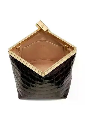 JIMMY CHOO Crocodile-effect Chain Clutch Bag - Brown